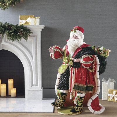 Mark Roberts Old English Santa with Handcrafted Details & Display Stand