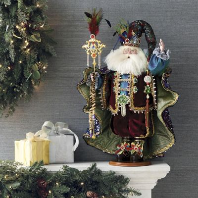 Mark Roberts Peacock Jewel Santa with Gemstones & Handcrafted Details