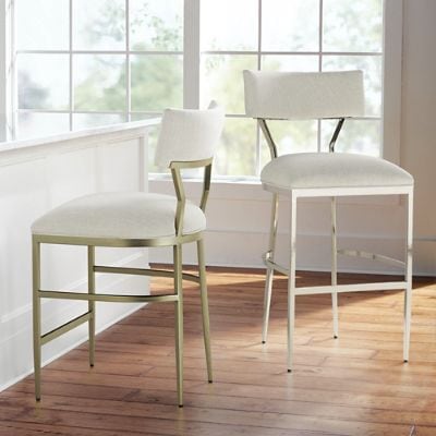 Lena Bar & Counter Stool with Greek-Inspired Backs & Stain-Resistant Fabric