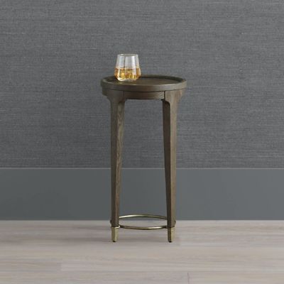 Tara Drink Table with Vintage Mink Finish & Brass Foot Caps