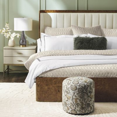 Angelina Nightstand with Brass-Finished Base & Power Strip Storage