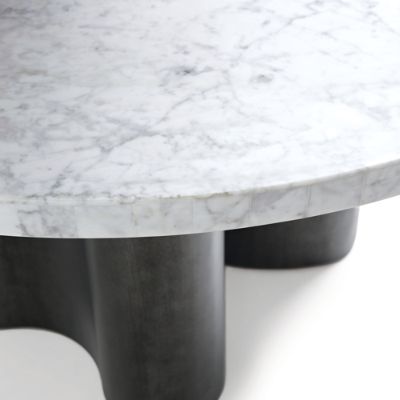 Cava Dining Table with Calacatta Marble or Travertine & Iron Base