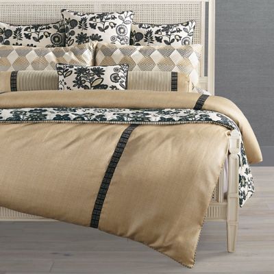 Lars Bedding Collection with Metallic Gold & Classic Ticking Stripe ...