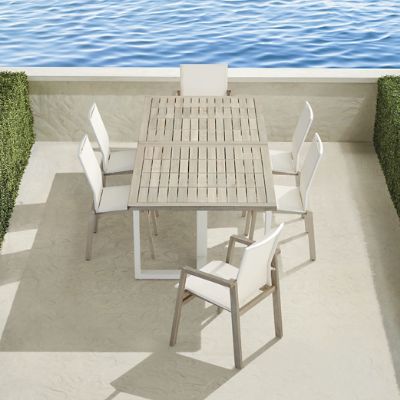 Newport Teak 7-pc Dining Set & Expandable Table for 10 Guests Frontgate Resort Collection