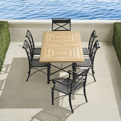 Carlisle 7-pc Teak Top Dining Set with Onyx Aluminum & Hand-Built ...