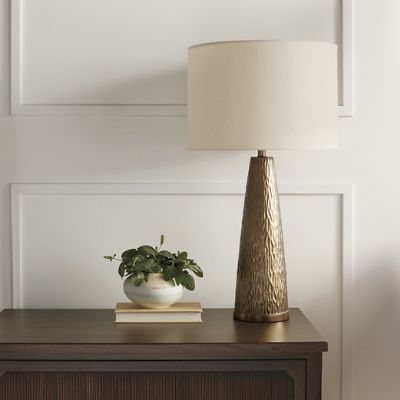 Alexandra Table Lamp with Textured Brass Finish & Linen Shade