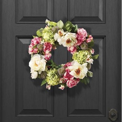 Posey Peony Wreath with Hydrangeas & Lifelike Foliage for Indoor ...