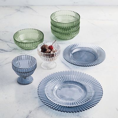 Archie Dinnerware Collection in Textured Glass Dishwasher Safe Set