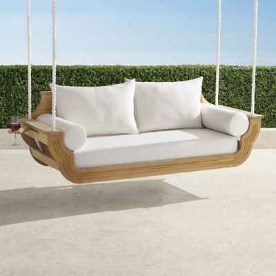 Trevose Hanging Daybed with Sunbrella Cushions & Teak Frame
