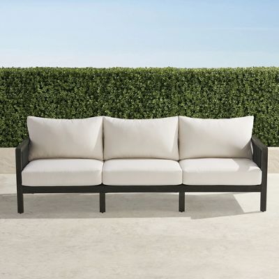 Veda Espresso Teak Sofa with All-Weather Wicker & Durable Cushions