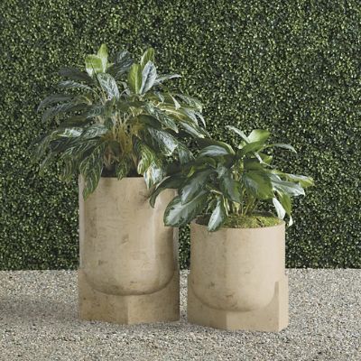 Caldera Stone Planters with Hexagonal Base & Cylindrical Top for Indoor ...