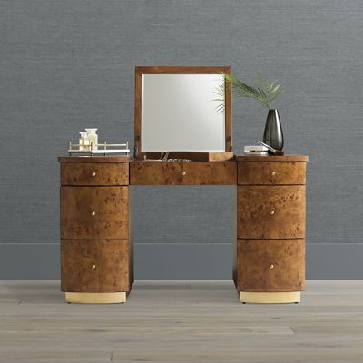 Brando Ultimate Vanity with Mappa Burl & Brass-Finished Hardware
