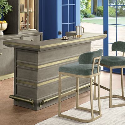 Amos Bar with Crema Marfil Marble Top & Burnished Brass Accents