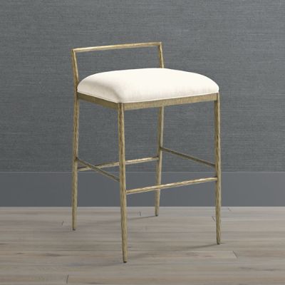 Daria Backless Stools with Textured Brass Finish & Plush High-Density ...