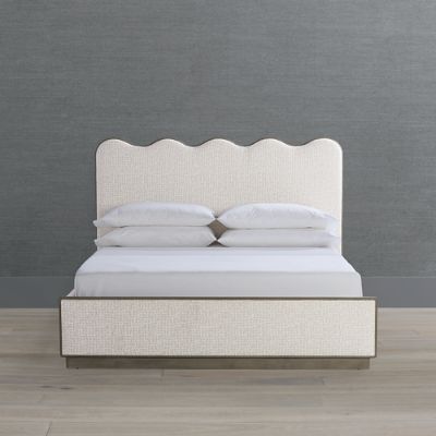 Thea Bed with Scalloped Headboard & Oak Trim in Silver Thorn Finish