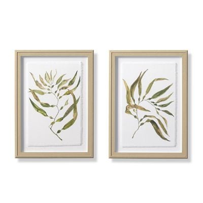 Sea Kelp Giclee Prints Set with Brushed Gel Finish & Natural Wood Frames