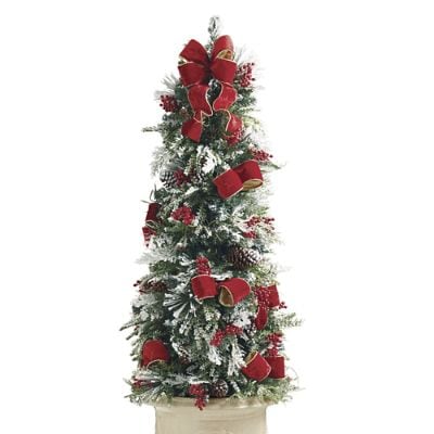Christmas Cheer Flocked 5 ft Potted Tree | Frontgate