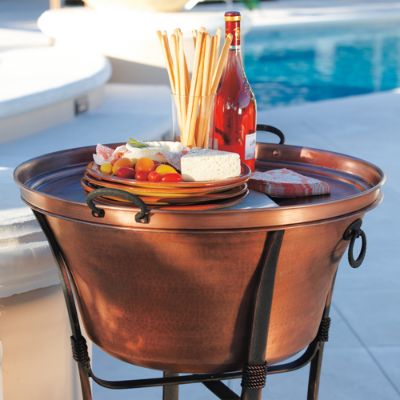 Copper Beverage Tub with Stand and Serving Tray | Frontgate
