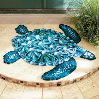 Hand-felted Sea Turtle Outdoor Mat | Frontgate
