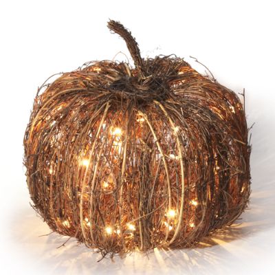 12-inch dia. Pre-lit Grapevine Halloween Pumpkin | Frontgate