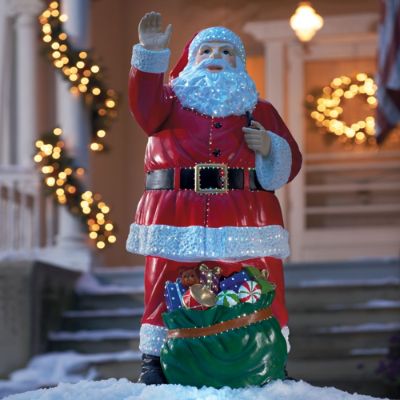 Fiber-optic Santa with Bag of Toys | Frontgate