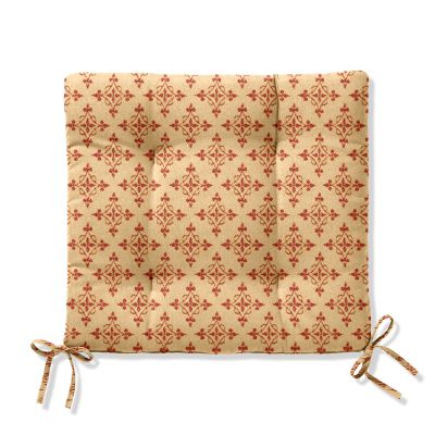 Tufted Chair Cushion in Sunbrella® Delicate Ditzy Brick/Wheat | Frontgate