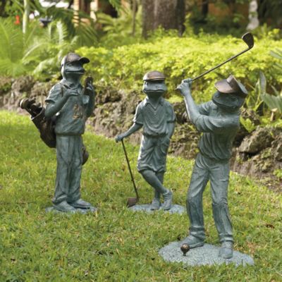Set of Three Golfing Garden Frogs | Frontgate
