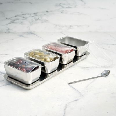 Super Chill Insulated Condiment Server & Lids for Indoor/Outdoor Buffets