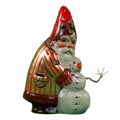 Santa Building Snowman Glass Ornament | Frontgate