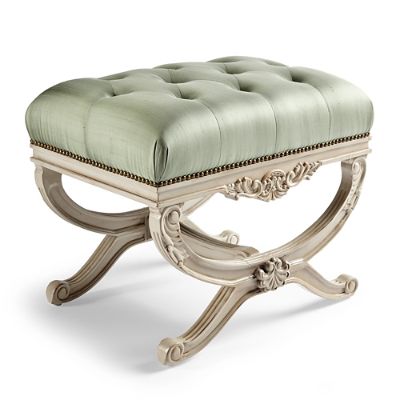 Lourdes Tufted Bench in Antique White Finish | Frontgate