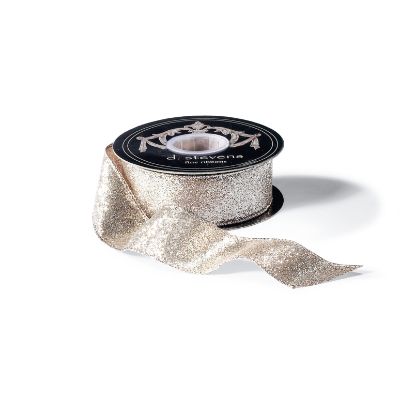 1" Platinum Glitter Ribbon | Frontgate