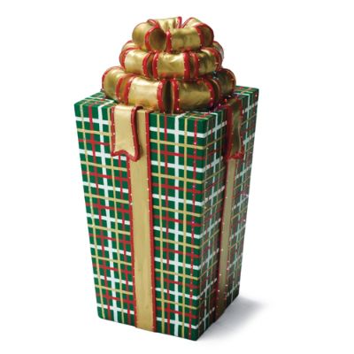 Tapered Plaid Fiber-optic Gift Box | Frontgate
