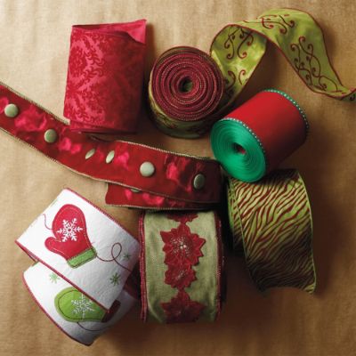 Red Flocked Tiger Stripe Ribbon | Frontgate