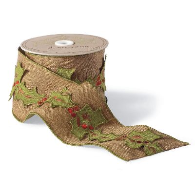 Holly Embroidered Hopsack Ribbon | Frontgate