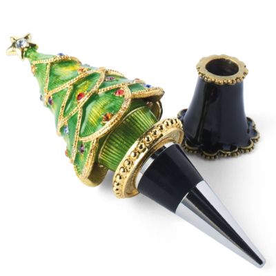 Christmas Tree Wine Stopper with Swarovski Crystals | Frontgate