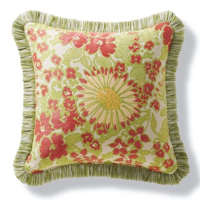 Brookside Rose Outdoor Pillow with Fringe | Frontgate