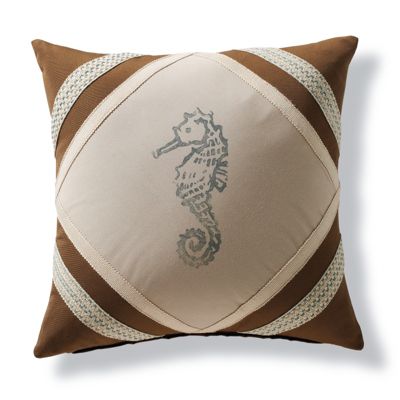 Block Print Seahorse Outdoor Pillow | Frontgate