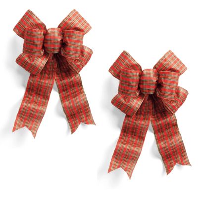 Pre-Made Plaid Outdoor Bows, Set of Two | Frontgate