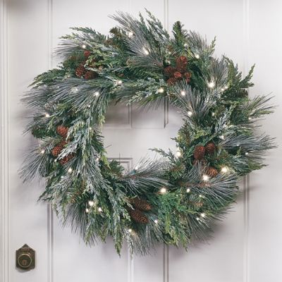 Frosted Pine Cordless Wreath | Frontgate