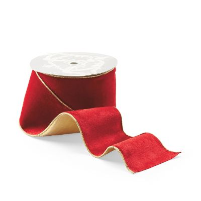 Red Velvet Ribbon with Gold Trim | Frontgate
