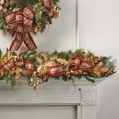 Plaza Decorated Pre-Lit Garland | Frontgate