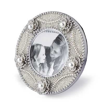 Pearl and Crystal Round Picture Frame | Frontgate