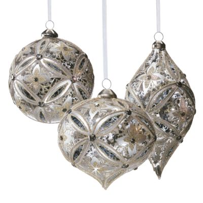 Set of Six Vintage Glass Ornaments with Onyx | Frontgate