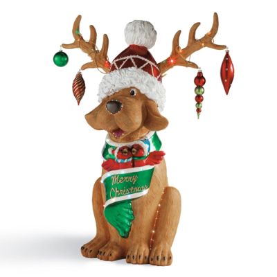 Happy Holidays Fiberoptic Reindog | Frontgate