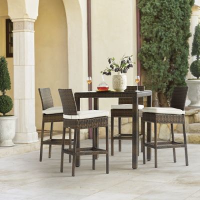 Palermo Backed Bar Stools in Bronze Wicker with High Back Aluminum Frame Set of 2