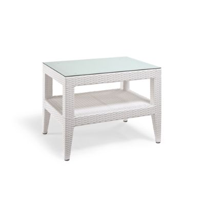 Palermo Glass-overlay Side Table in White Finish | Frontgate