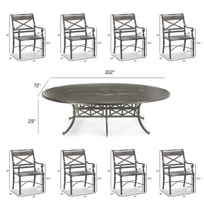Carlisle 7-pc Slate Aluminum Dining Set with Cast-Top Table & Swivel Chairs
