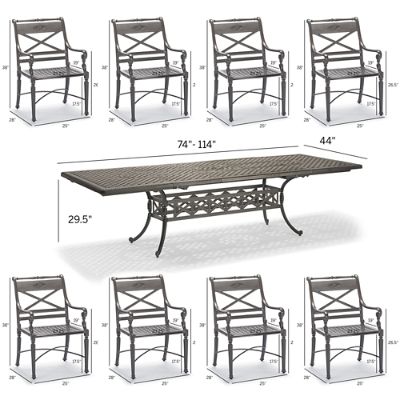 Carlisle 7-pc Slate Aluminum Dining Set with Cast-Top Table & Swivel Chairs