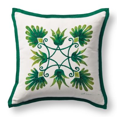 Painted Medallion Jade Outdoor Pillow | Frontgate