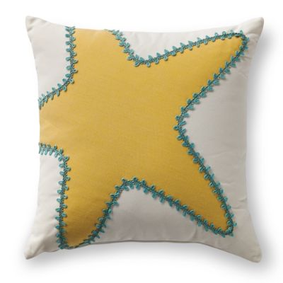 Starfish Applique Lemon Outdoor Pillow | Frontgate